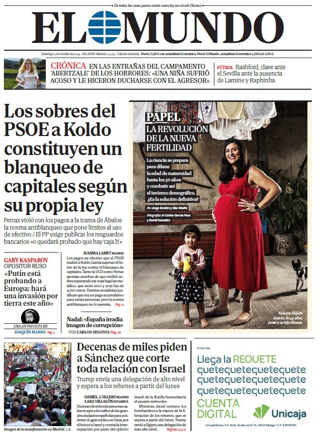 Portada de EL MUNDO del domingo 5 de octubre de 2025 | Medios