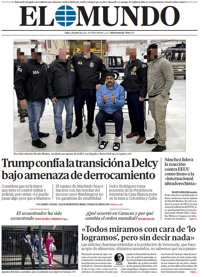 Portada de EL MUNDO del lunes 5 de enero de 2026 | Medios